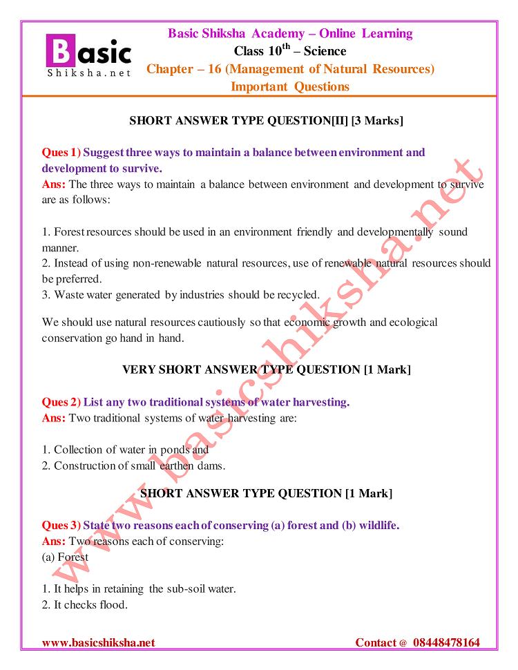 CBSE Class 10 Chapter 16 Important Questions