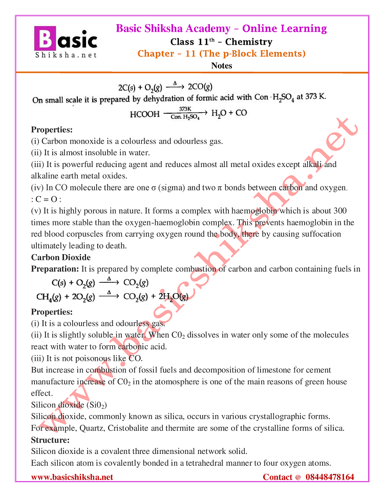 CBSE Class 11 Chemistry Chapter 11 NCERT Notes
