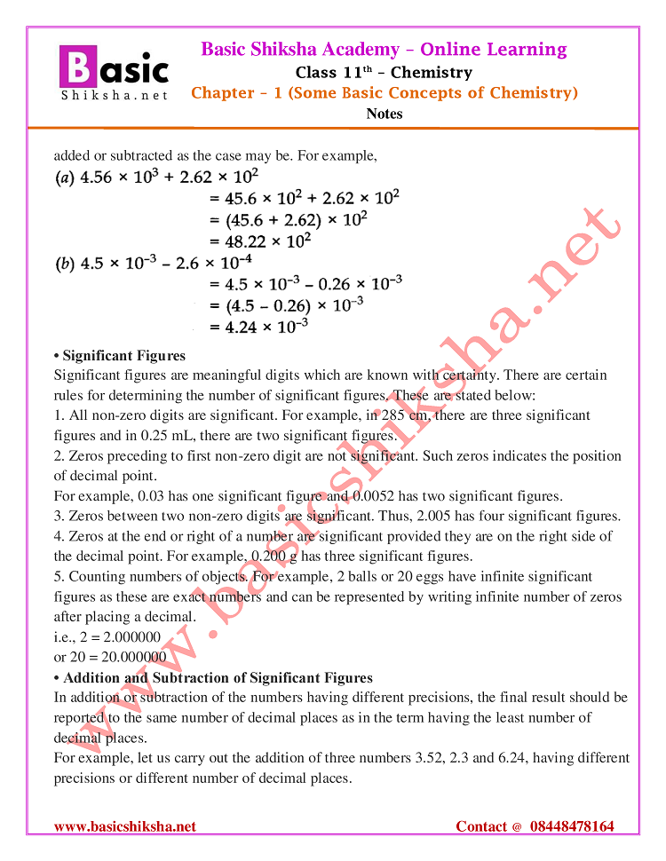 CBSE Class 11 Chemistry Chapter 1 NCERT Notes