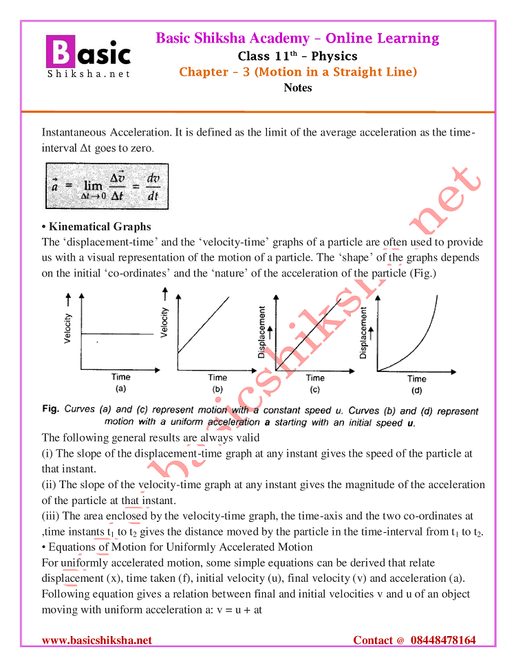 CBSE Class 11 Physics Chapter 3 NCERT Notes