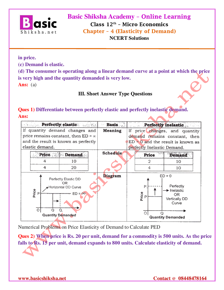 CBSE Class 12 Micro Eco Chapter 4 NCERT Solutions