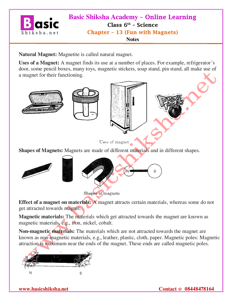 CBSE Class 6 Chapter 13 NCERT Notes