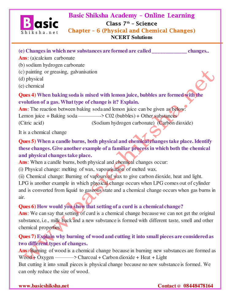 CBSE Class 7 Chapter 6 Science NCERT Questions Answers