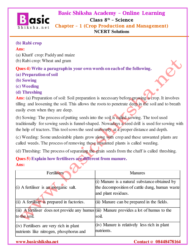 CBSE Class 8 Chapter 1 Science NCERT Questions Answers