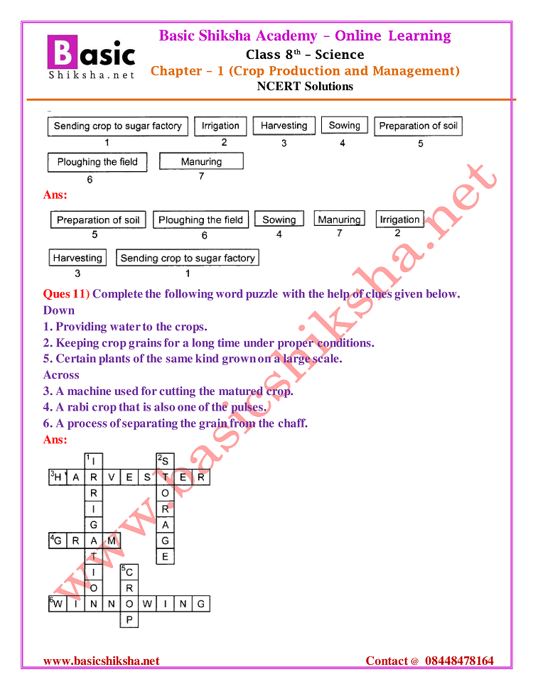 CBSE Class 8 Chapter 1 Science NCERT Questions Answers