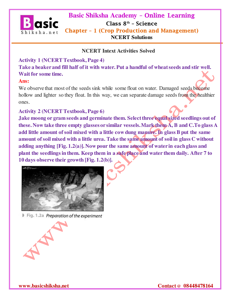 CBSE Class 8 Chapter 1 Science NCERT Questions Answers