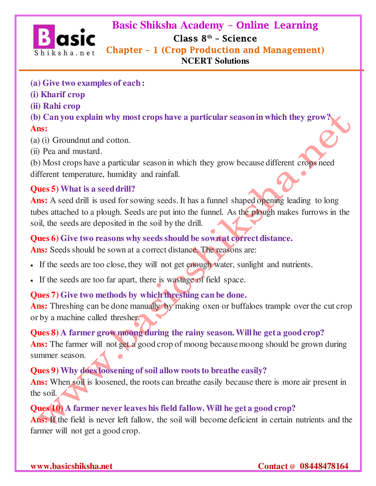 CBSE Class 8 Chapter 1 Science NCERT Questions Answers