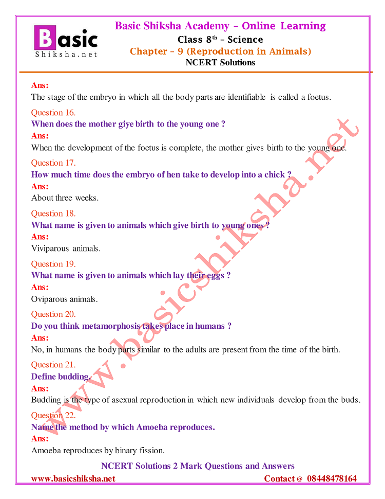 CBSE Class 8 Chapter 9 Science NCERT Questions Answers