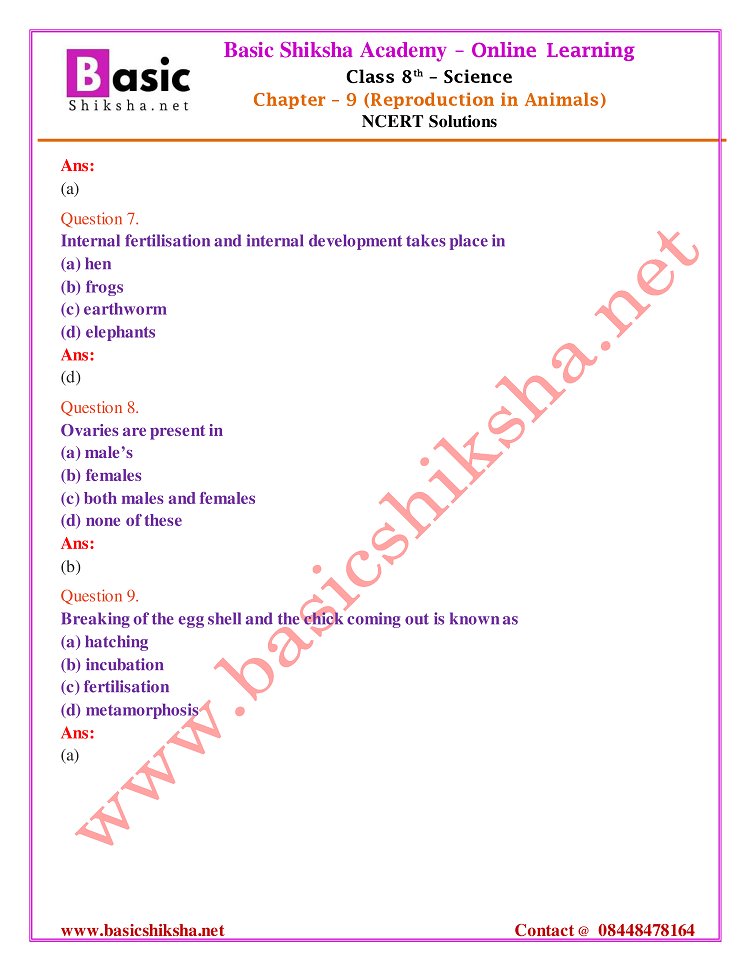 CBSE Class 8 Chapter 9 Science NCERT Questions Answers