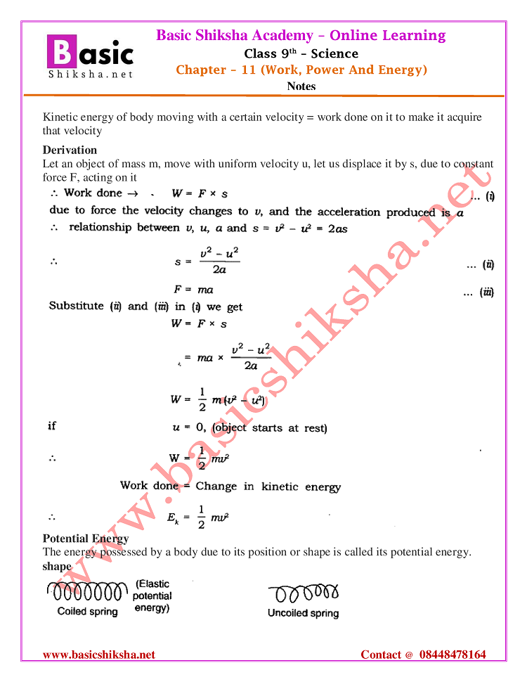CBSE Class 9 Chapter 11 NCERT Notes