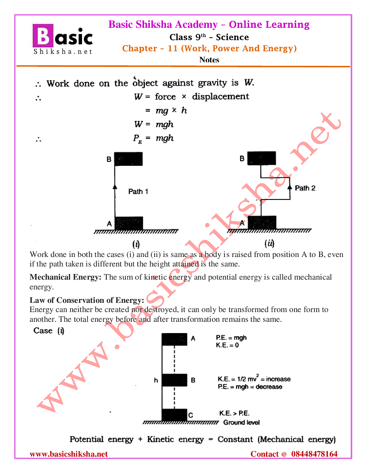 CBSE Class 9 Chapter 11 NCERT Notes