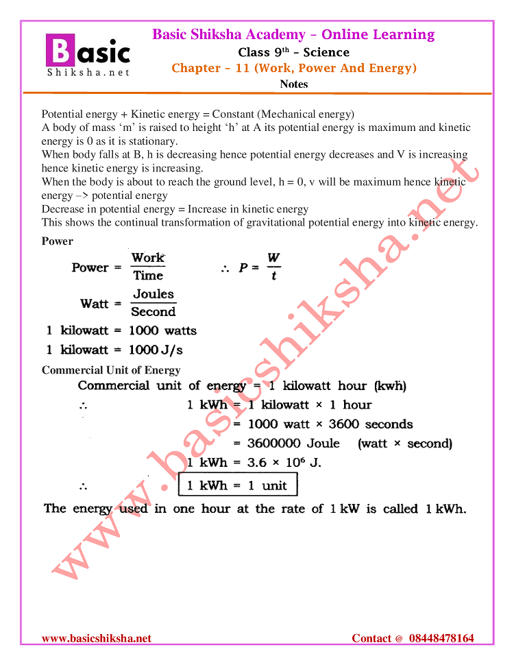 CBSE Class 9 Chapter 11 NCERT Notes